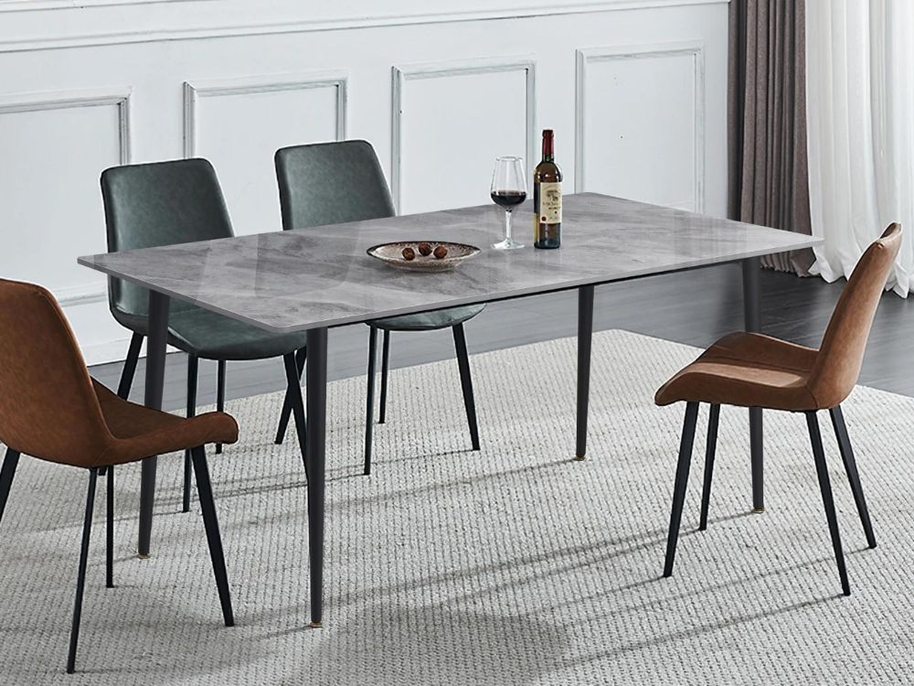 Table Ceramique gris effet Marbre avec 4 chaises incluses
